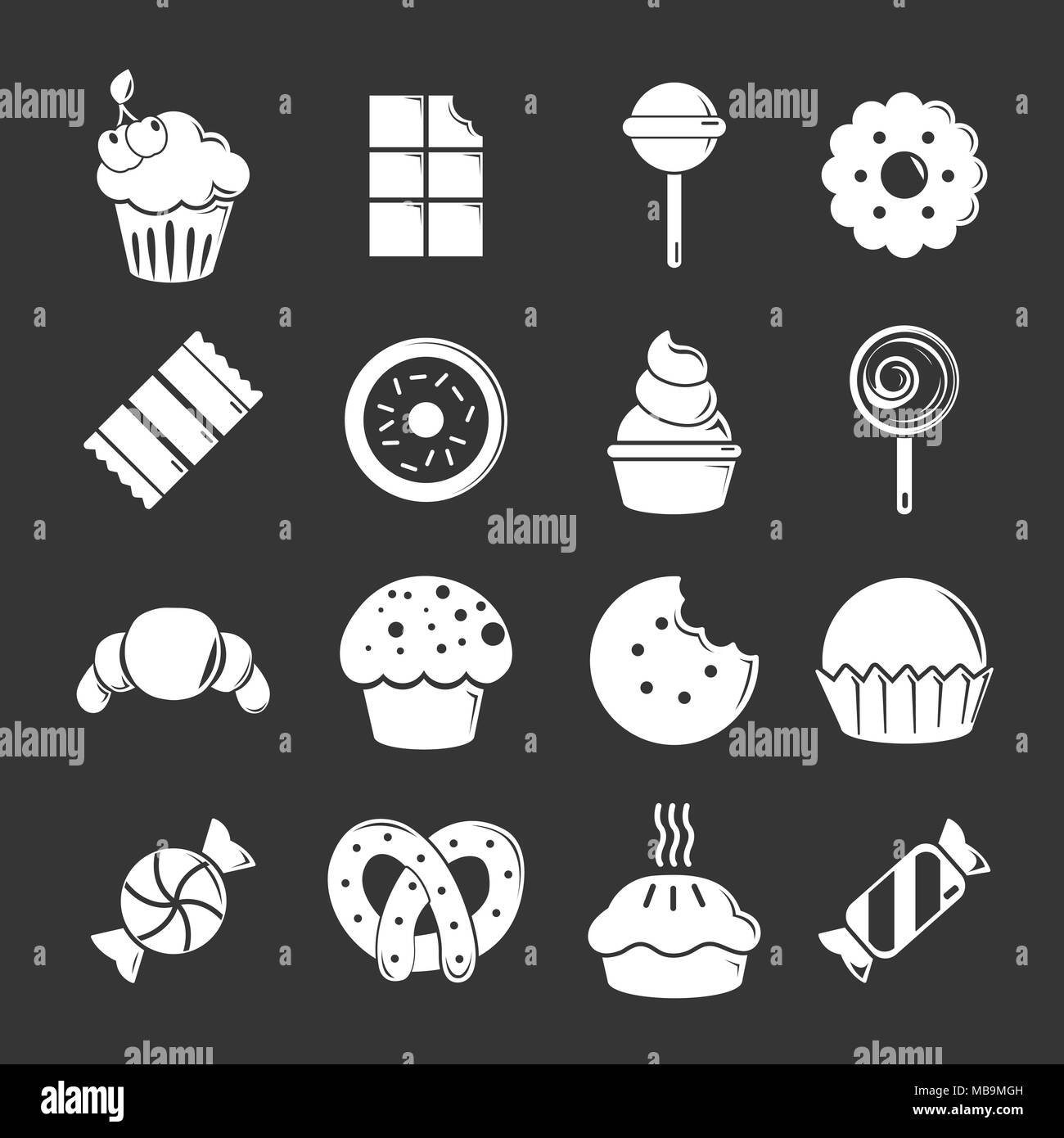 Sweets candy cakes icons set grey vector Stock Vector Image & Art - Alamy