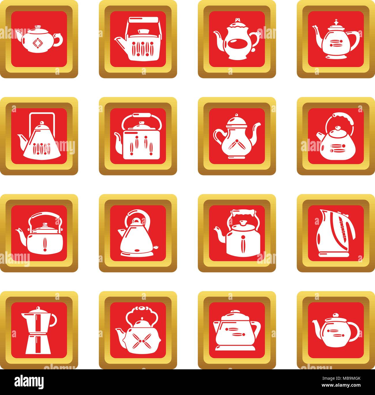 Teapot icons set red square vector Stock Vector Image & Art - Alamy