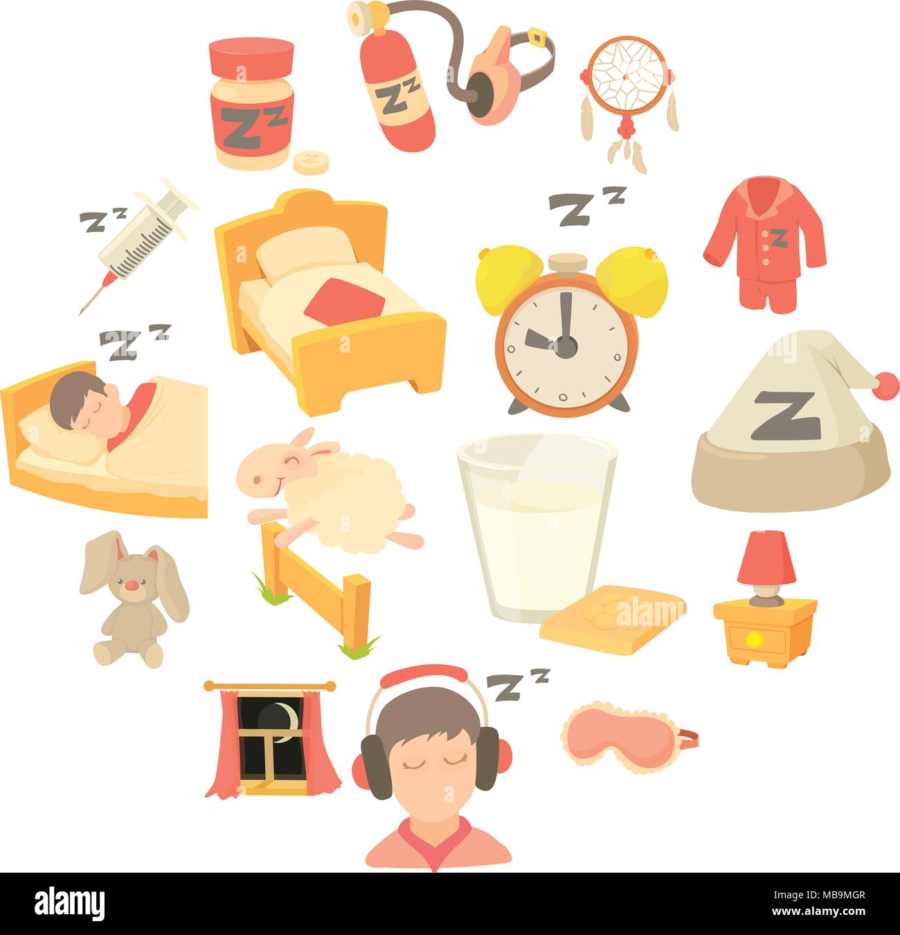 Sleeping symbols icons set, cartoon style Stock Vector Image & Art - Alamy