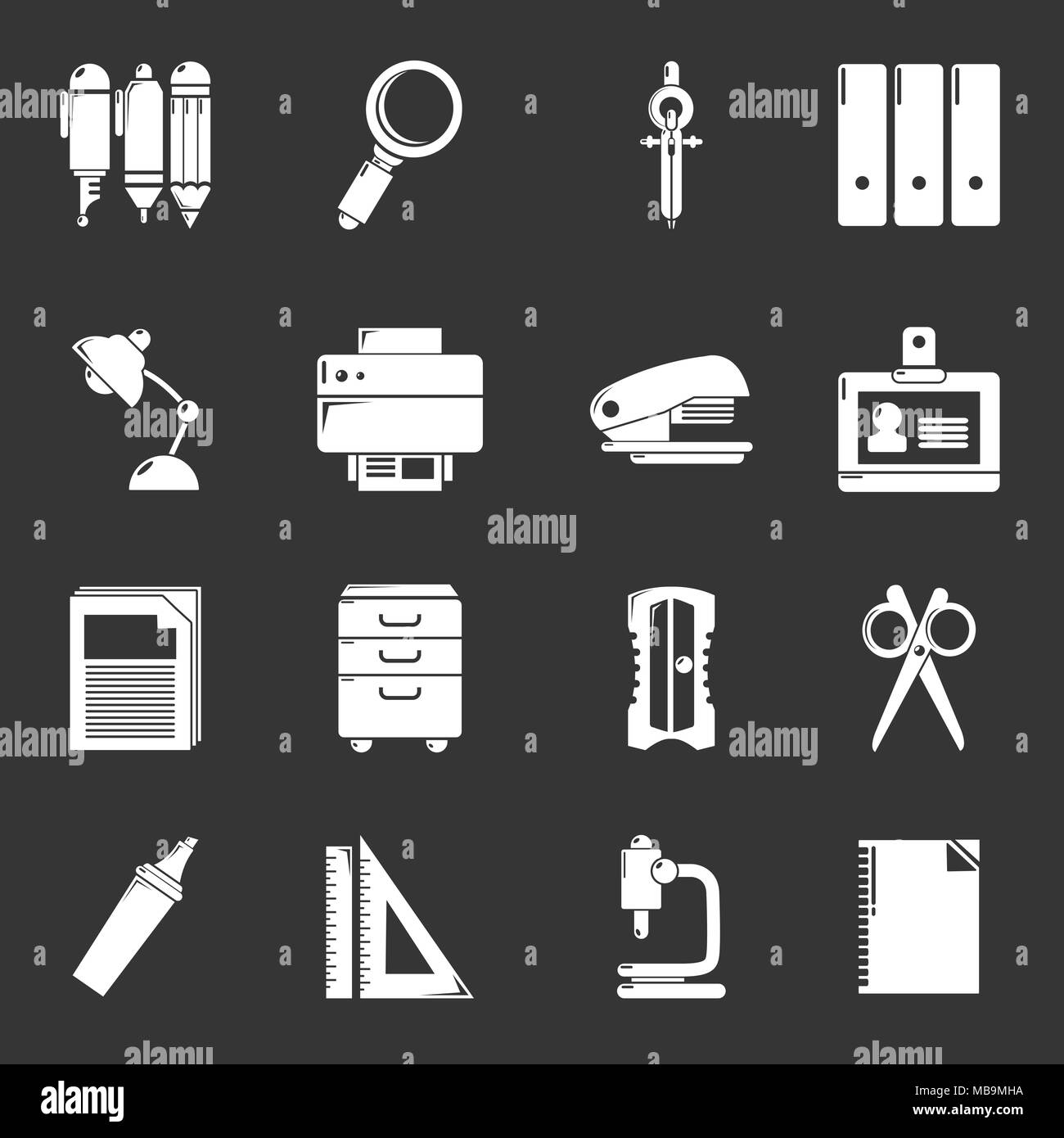 Stationery icons set grey vector Stock Vector Image & Art - Alamy