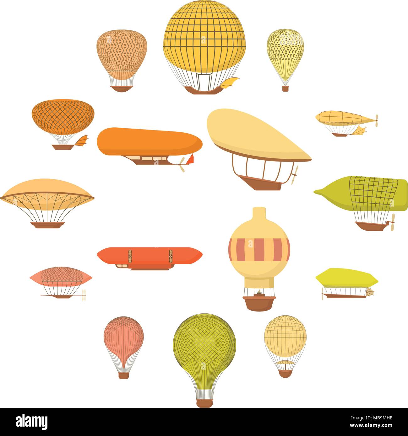 Airship balloons icons set, cartoon style Stock Vector Image & Art - Alamy