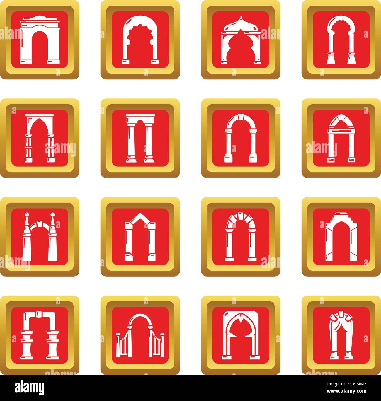 Arch types icons set red square vector Stock Vector Image & Art - Alamy