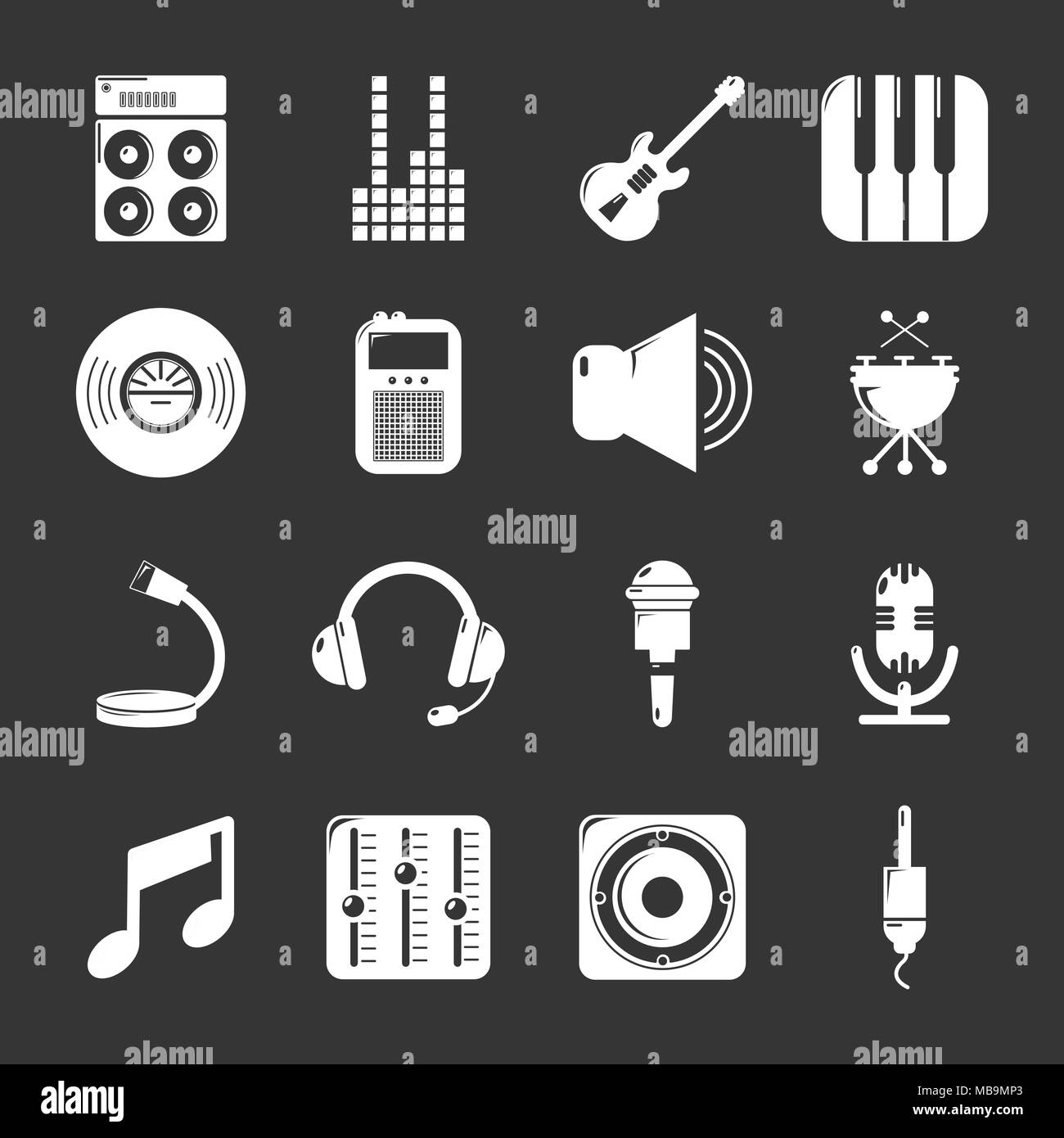 Recording studio symbols icons set grey vector Stock Vector Image & Art ...