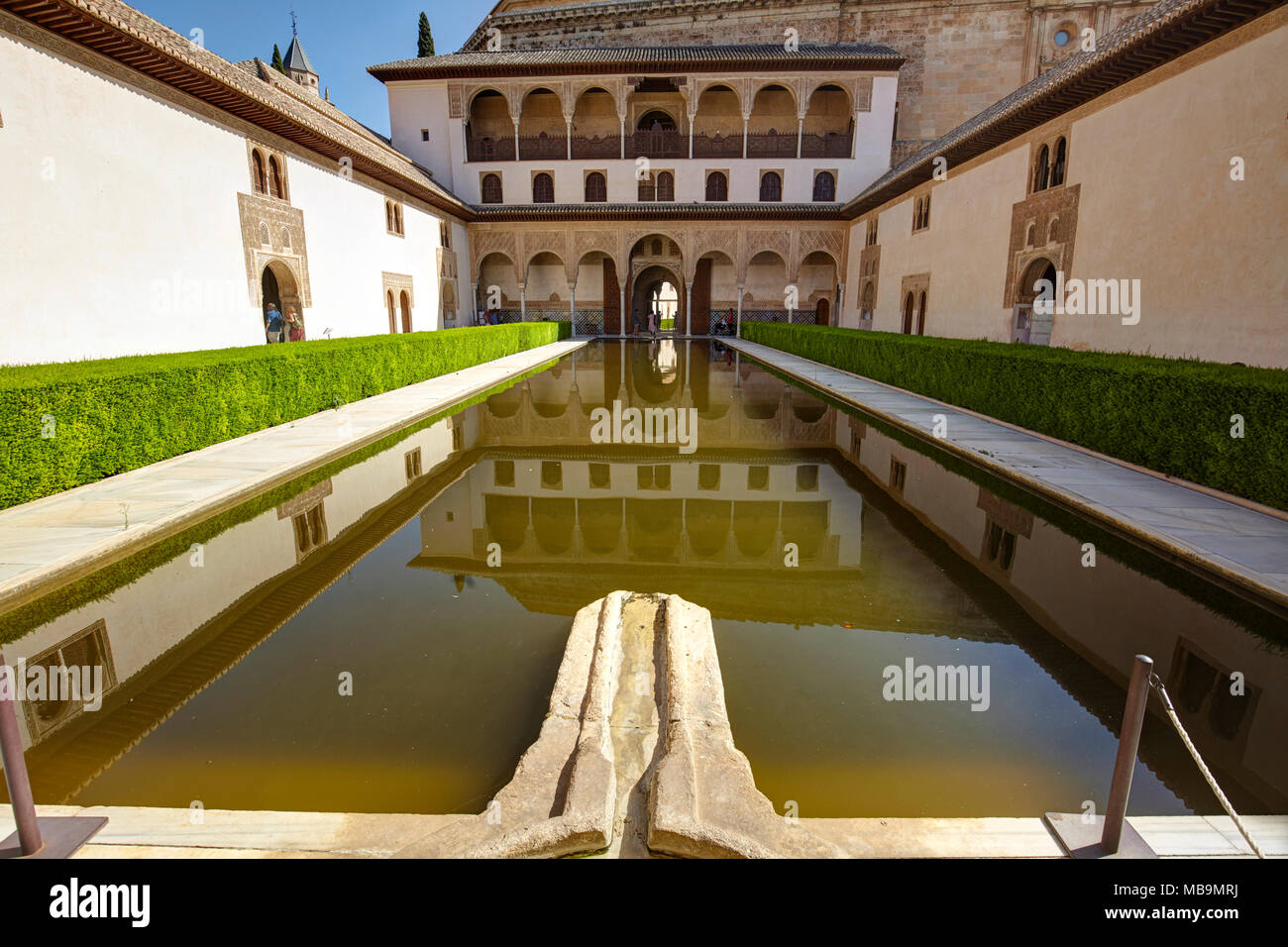 Patio de la Alberca in Nasrid palace, Alhambra complex, Granada ...