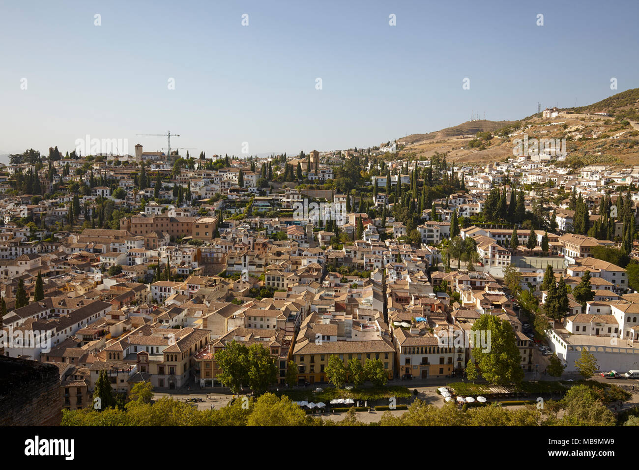 Cityscape of Granada seen from Alhambra fortress, Granada, Andalusia ...