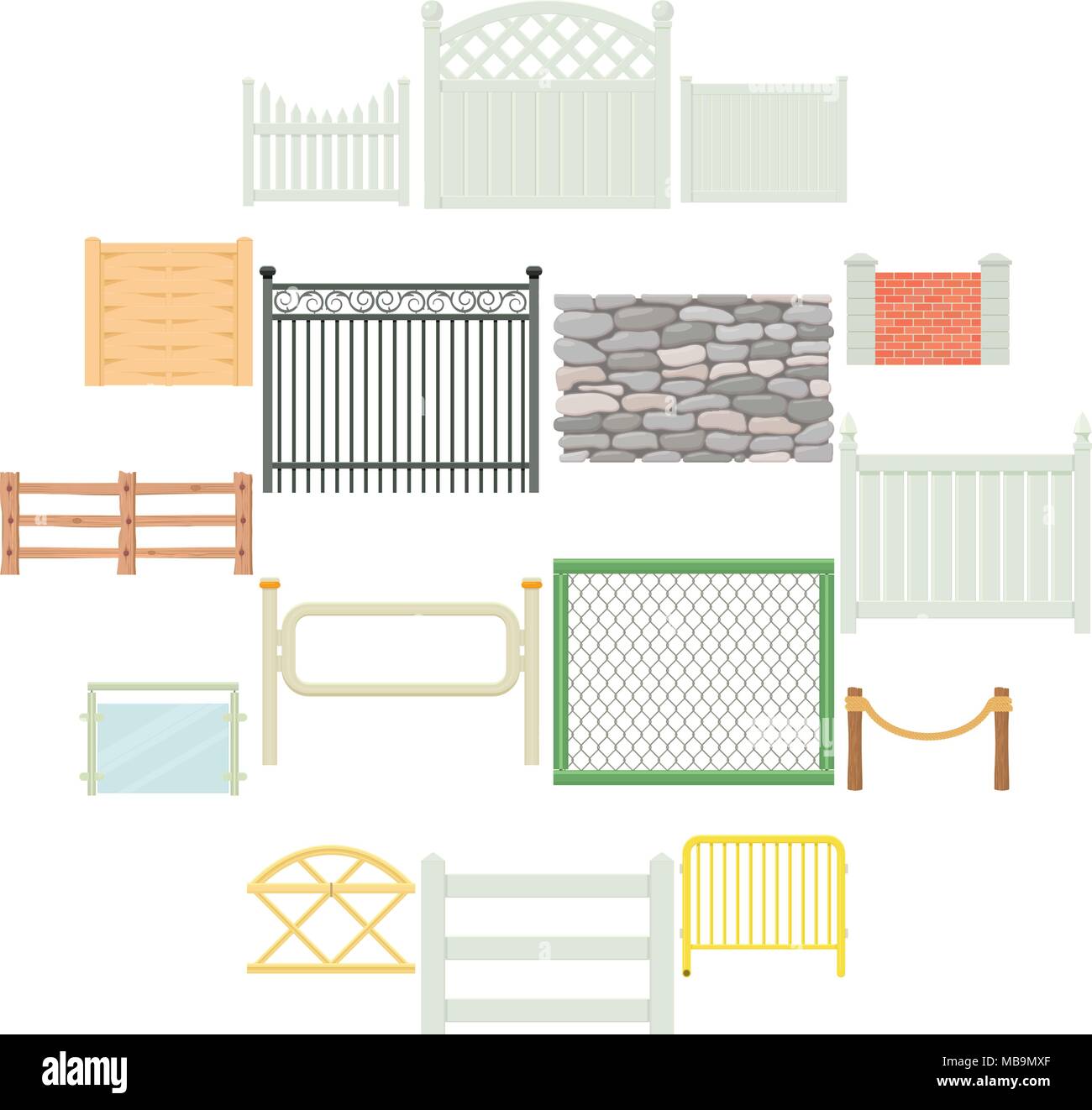 Different fencing icons set, cartoon style Stock Vector Image & Art - Alamy