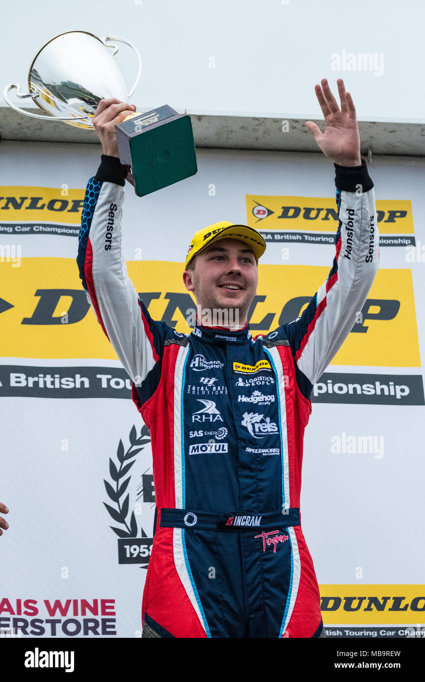 Longfield, Kent, UK. 8th April, 2018. BTCC racing driver Tom Ingram and ...