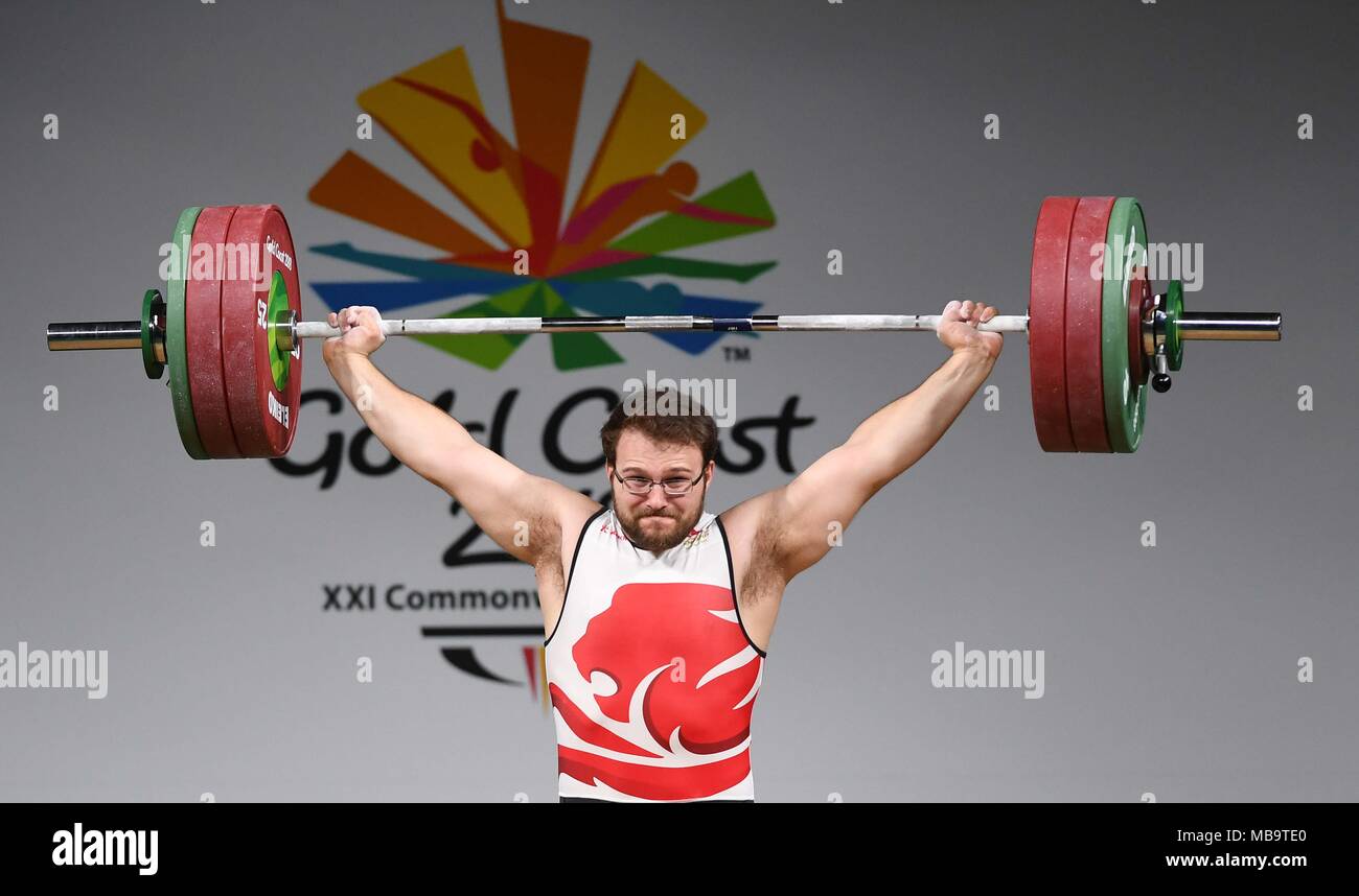 Queensland, Australia. 9th Apr, 2018. Owen Boxall (ENG). Mens 105kg ...