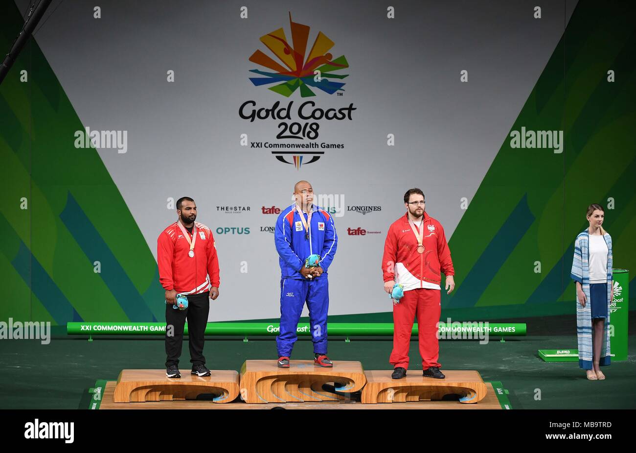 Queensland, Australia. 9th Apr, 2018. The podium. (l to r) Pardeep ...