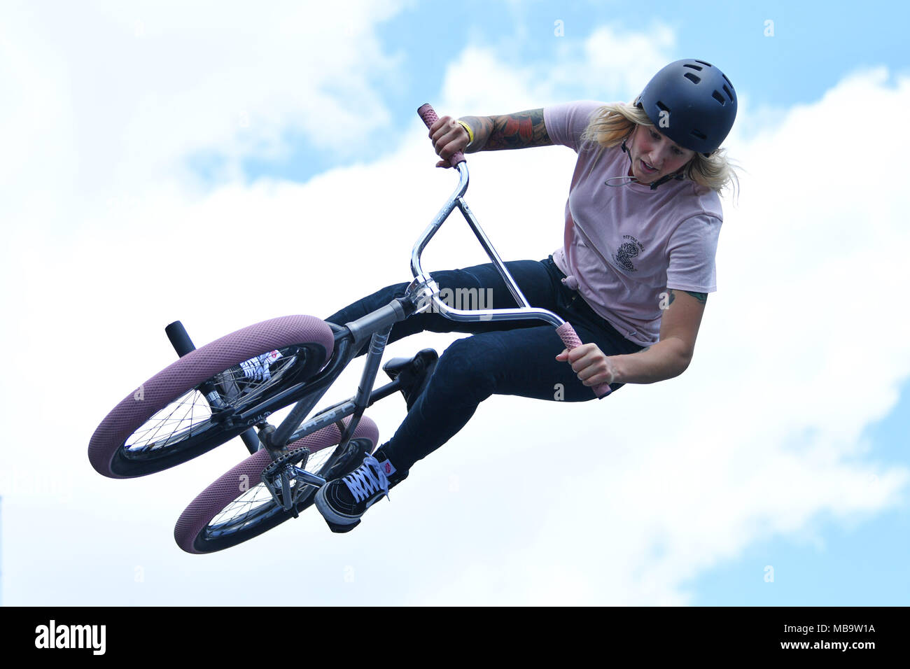 Hiroshima, Japan. Credit: MATSUO. 8th Apr, 2018. Angie Marino (USA) BMX ...