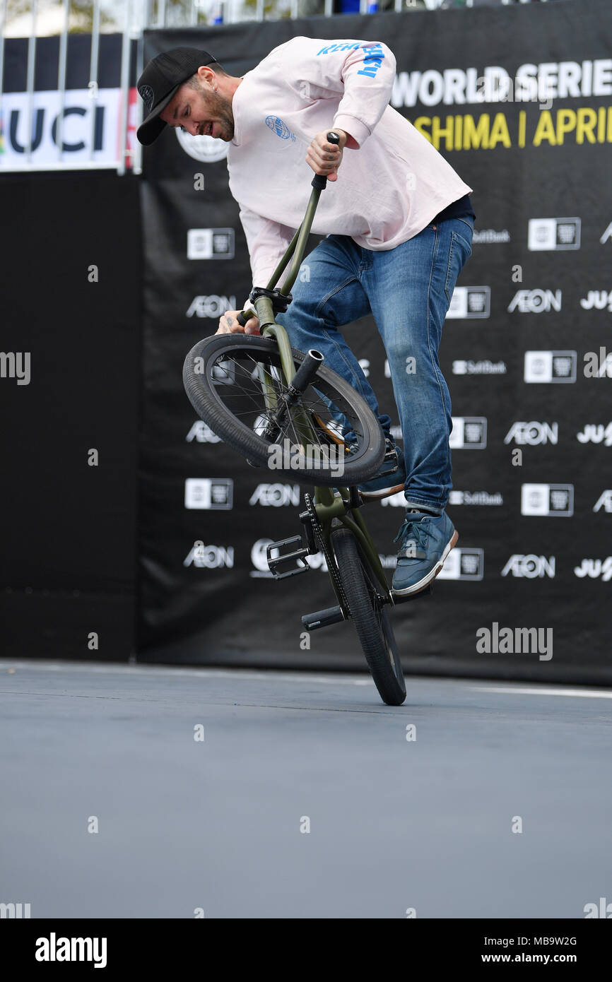 Hiroshima, Japan. Credit: MATSUO. 8th Apr, 2018. Alex Jumelin (FRA) BMX ...
