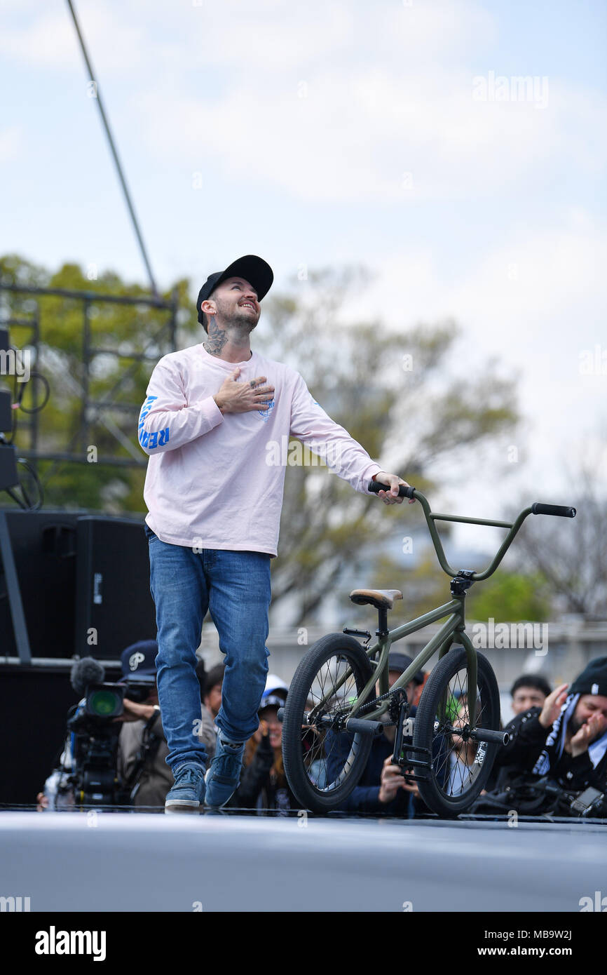 Hiroshima, Japan. Credit: MATSUO. 8th Apr, 2018. Alex Jumelin (FRA) BMX ...