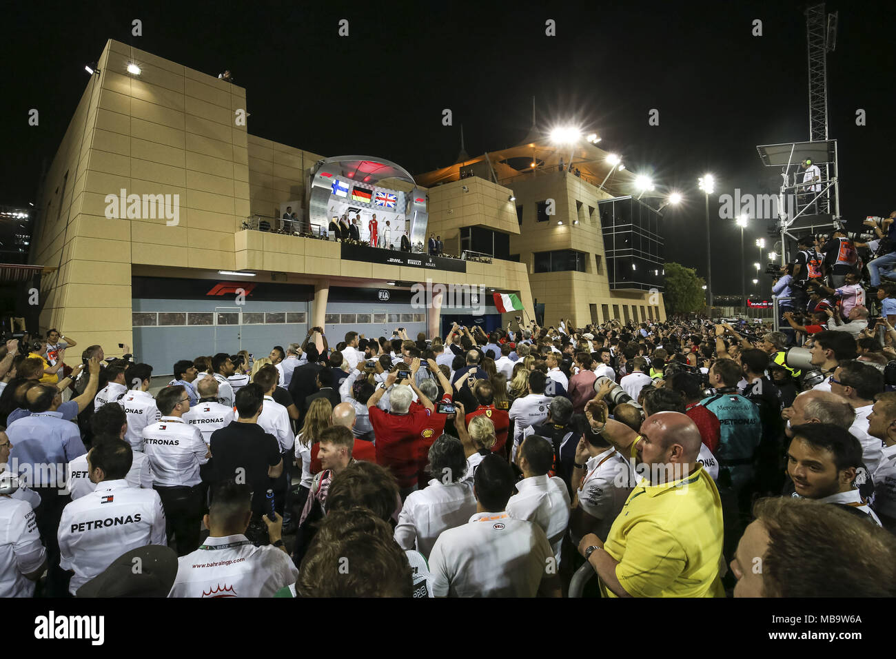 Sakhir, Bahrain. 08th Apr, 2018. Podium during 2018 Formula 1 FIA world ...