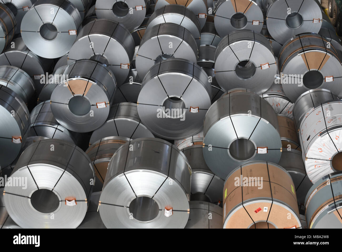 Salzgitter, Germany. 17th Mar, 2015. Galvanized thin sheet coils at the ...