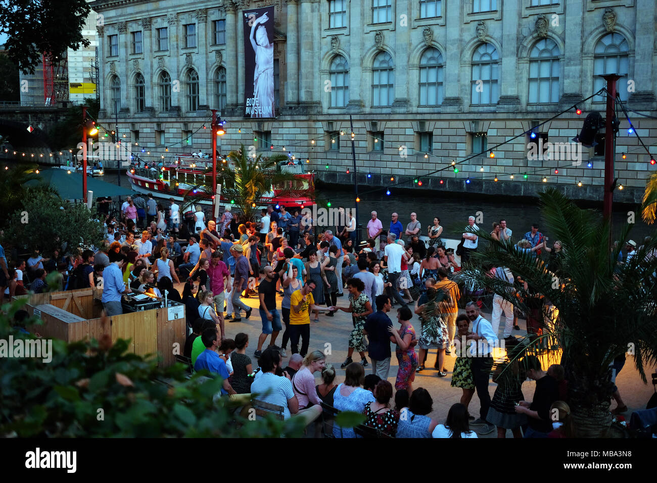 People dancing on 21.07.2017 in Berlin in the Strandbar Mitte beach bar ...