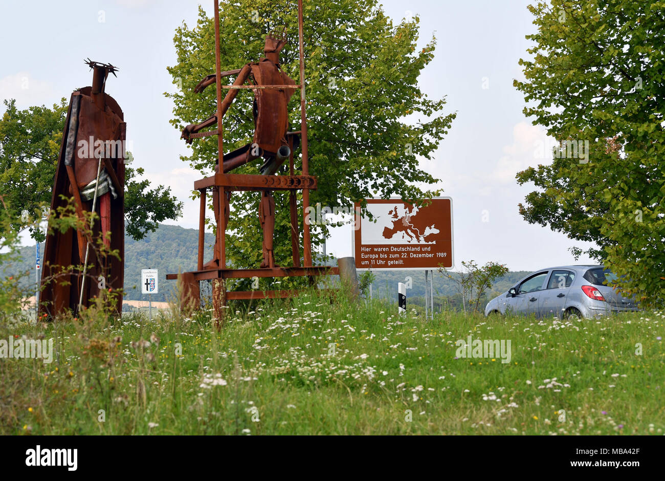 Sculptures by artist Ulrich Barnickel mark a section of the former ...