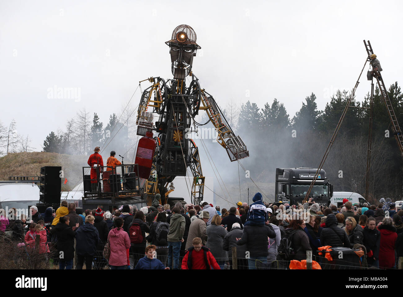 Man Engine Cymru at Parc Bryn Bach in Tredegar , South Wales on Monday ...
