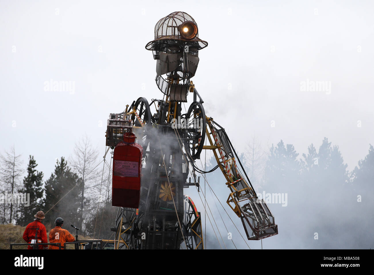 Man Engine Cymru at Parc Bryn Bach in Tredegar , South Wales on Monday ...