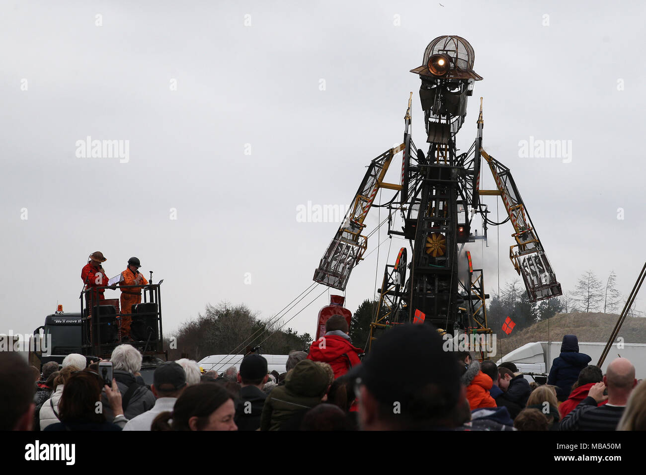 Man Engine Cymru at Parc Bryn Bach in Tredegar , South Wales on Monday ...