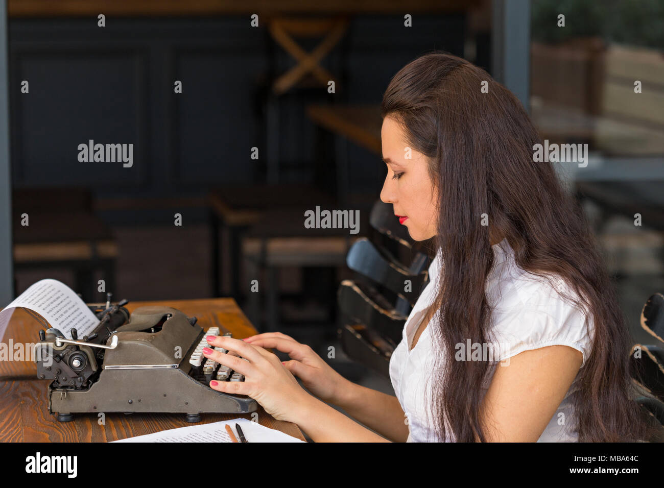 Woman Journalist Typewriter High Resolution Stock Photography and ...