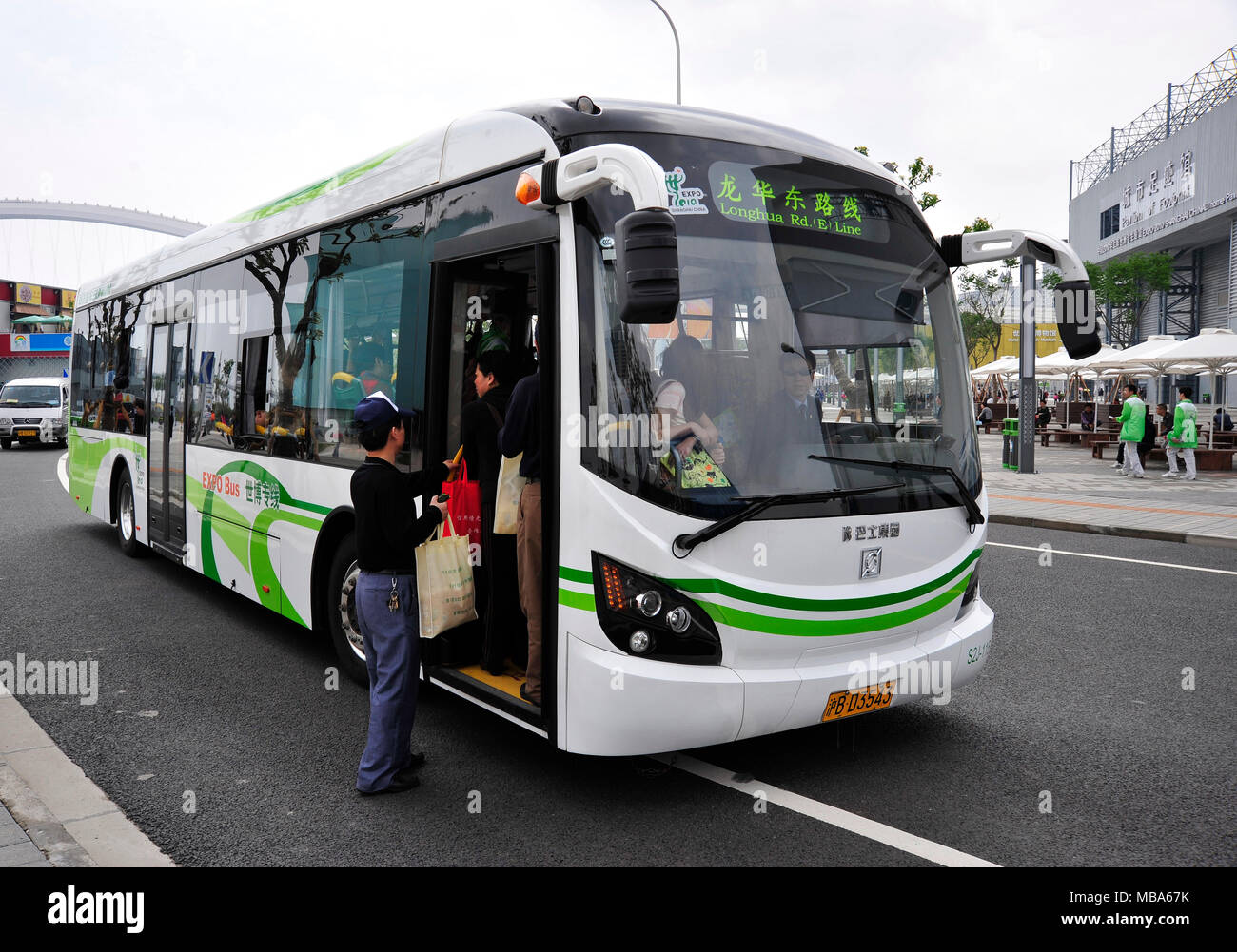 Expo eco-buses at the 2010 Shanghai World Expo, China - boost charging ...