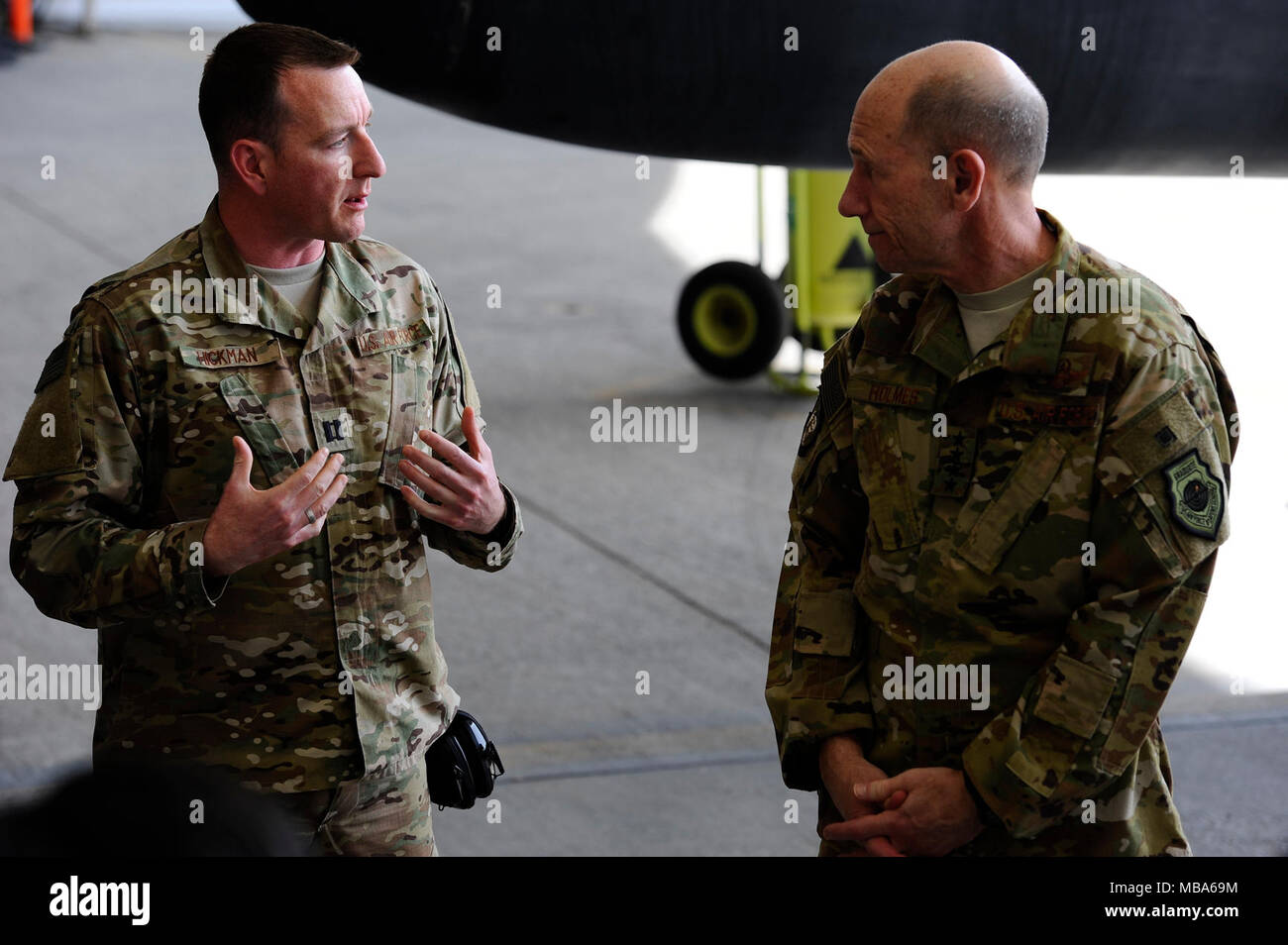 U.S. Air Force Capt. Christopher Hickman briefs Gen. Mike Holmes ...