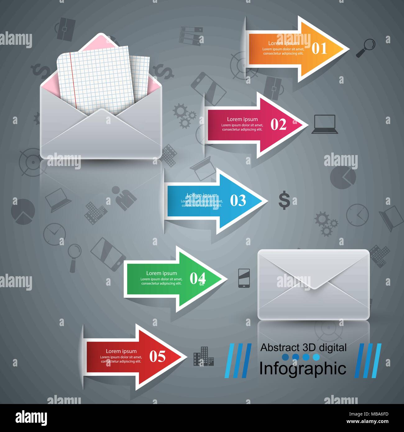 Email and mail icon. Abstract 3D Infographic Stock Vector Image & Art ...