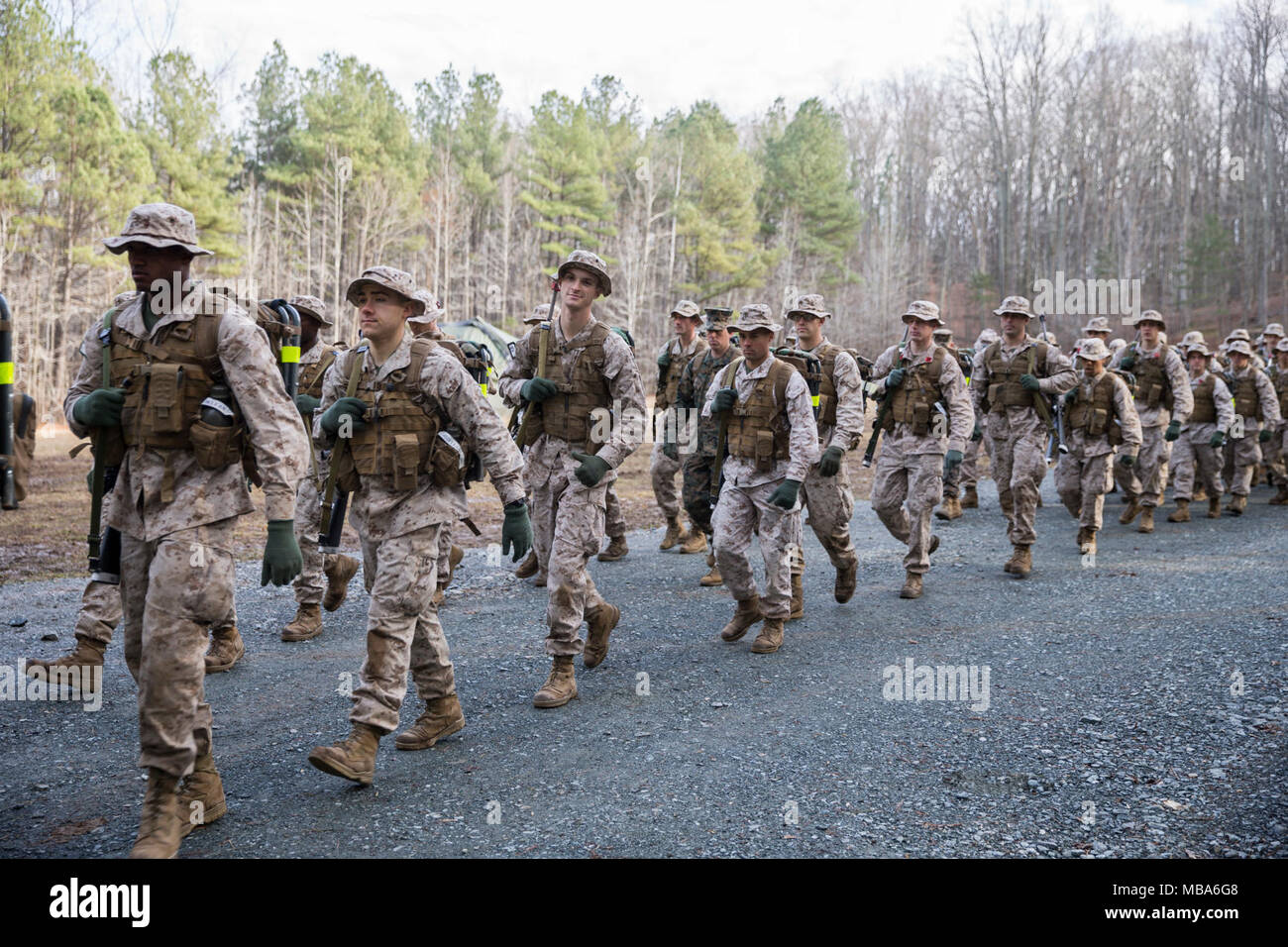 U.S. Marine Corps officer candidates set up a biouvac at the Officer ...