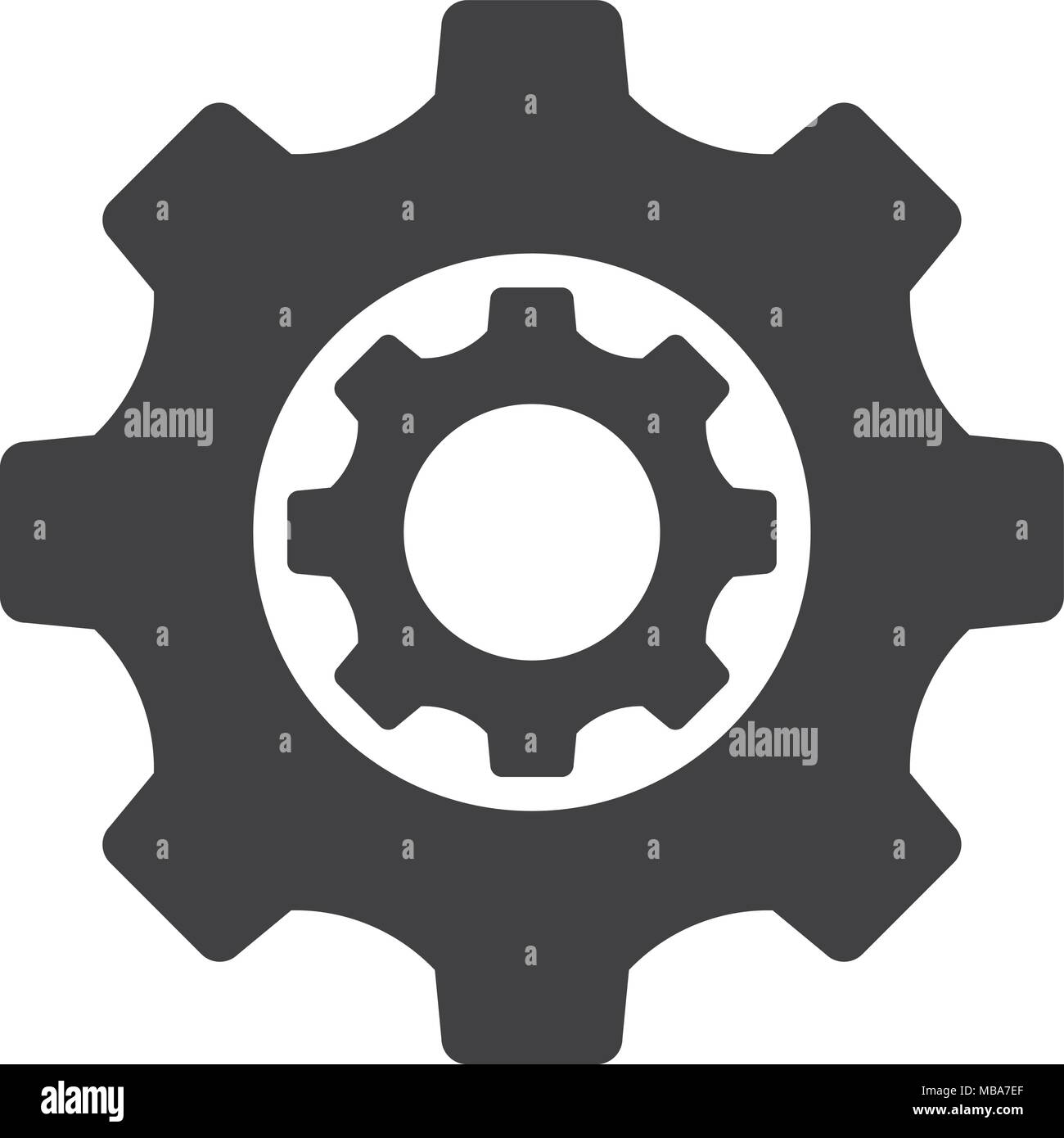 Settings vector icon. Black illustration isolated on white background ...