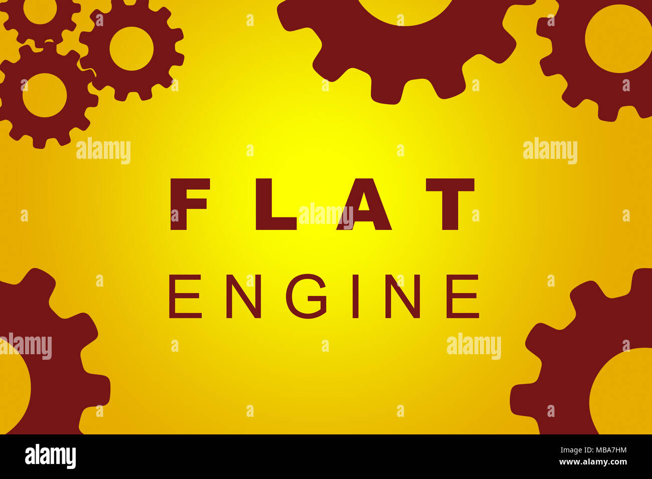 FLAT ENGINE sign concept illustration with red gear wheel figures on ...