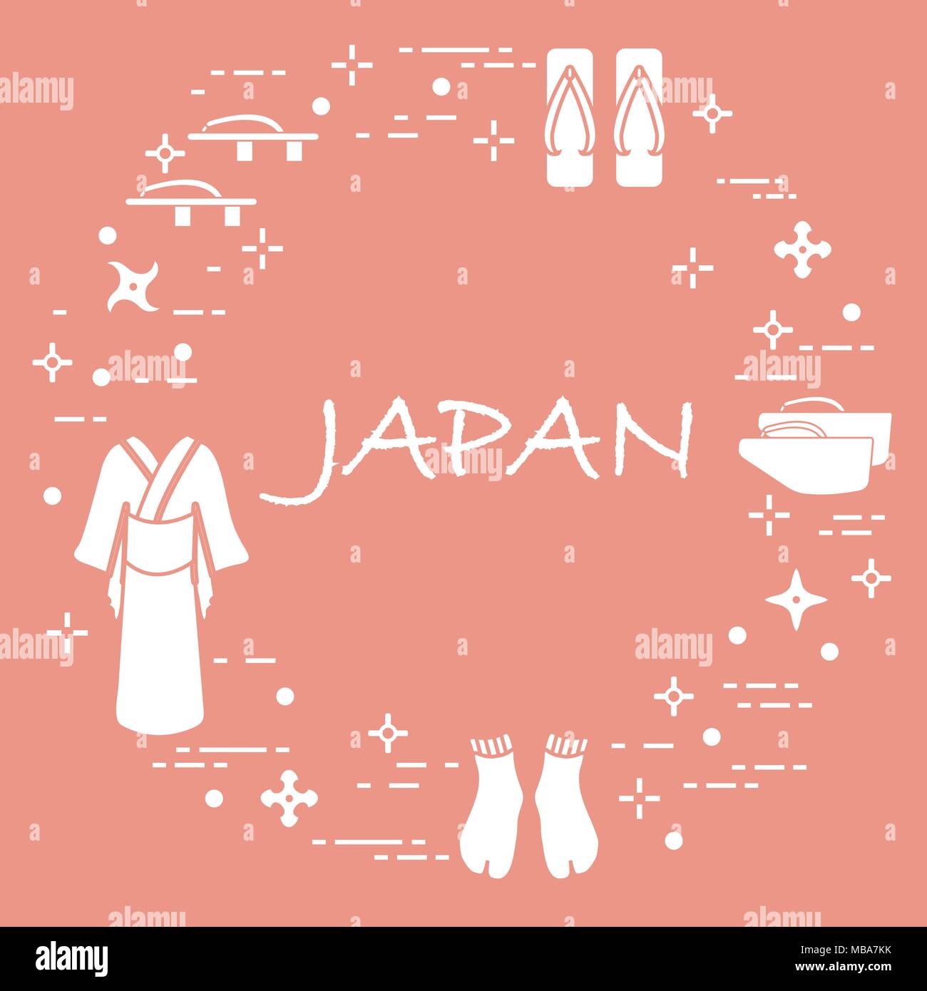 Traditional japanese clothing, shoes and shurikens. Japan traditional ...