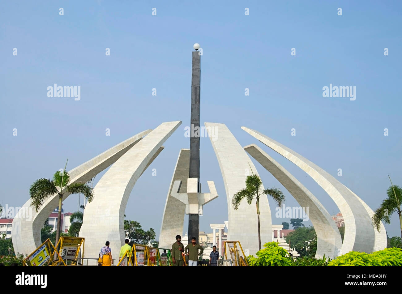 Devotees at the MGR memorial, is a memorial structure built on the ...
