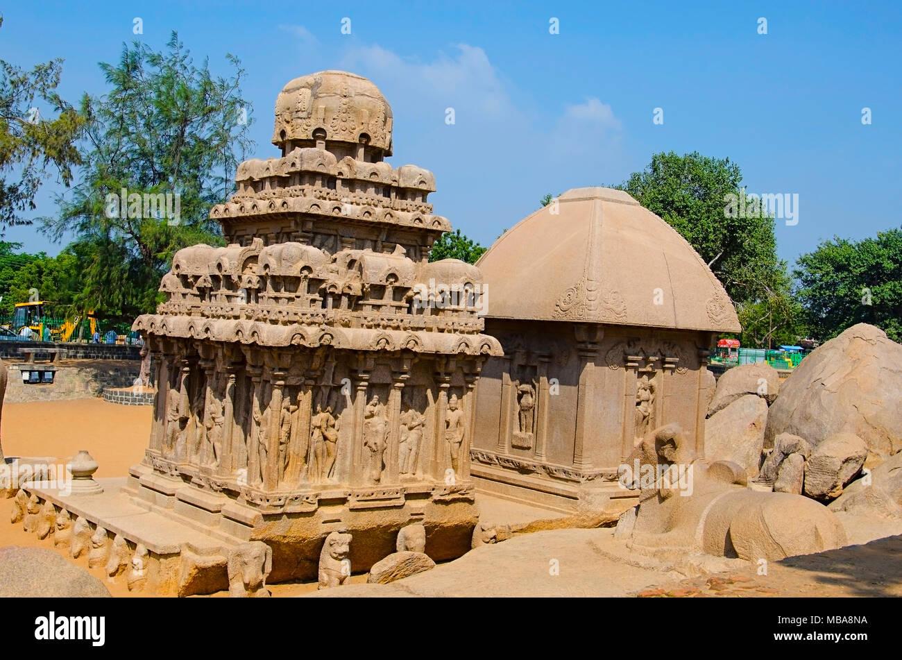 Outer view of Pancha Rathas, (also known as Five Rathas or Pandava ...