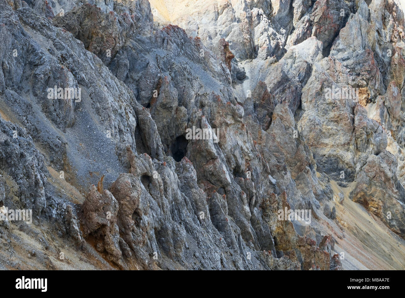 Sharp and dangerous rocks composed of sedimentary rocks Stock Photo - Alamy