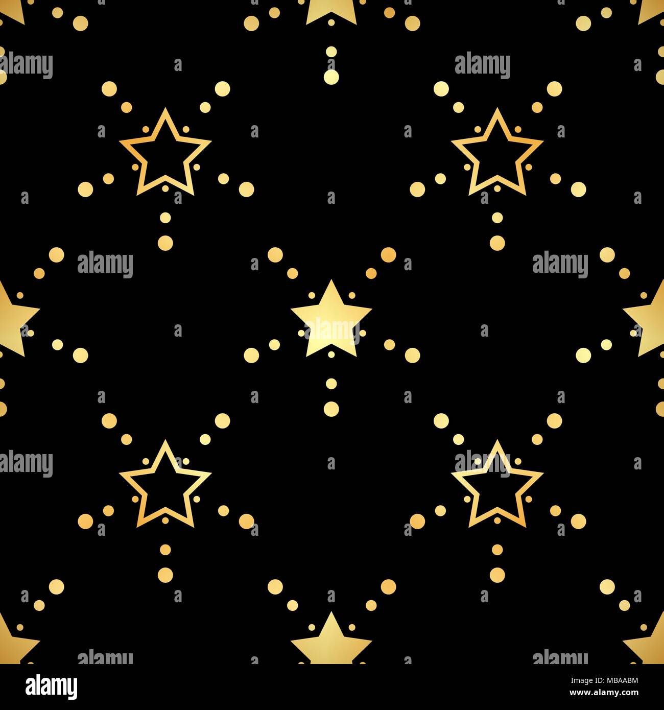 Golden Stars Seamless Pattern. The vector image. Gold Starry night sky ...