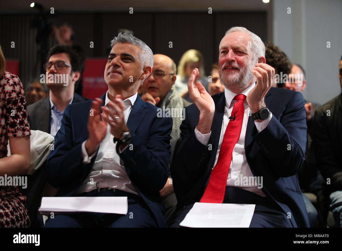 Labour leader Jeremy Corbyn (right) and the Mayor of London Sadiq Khan ...