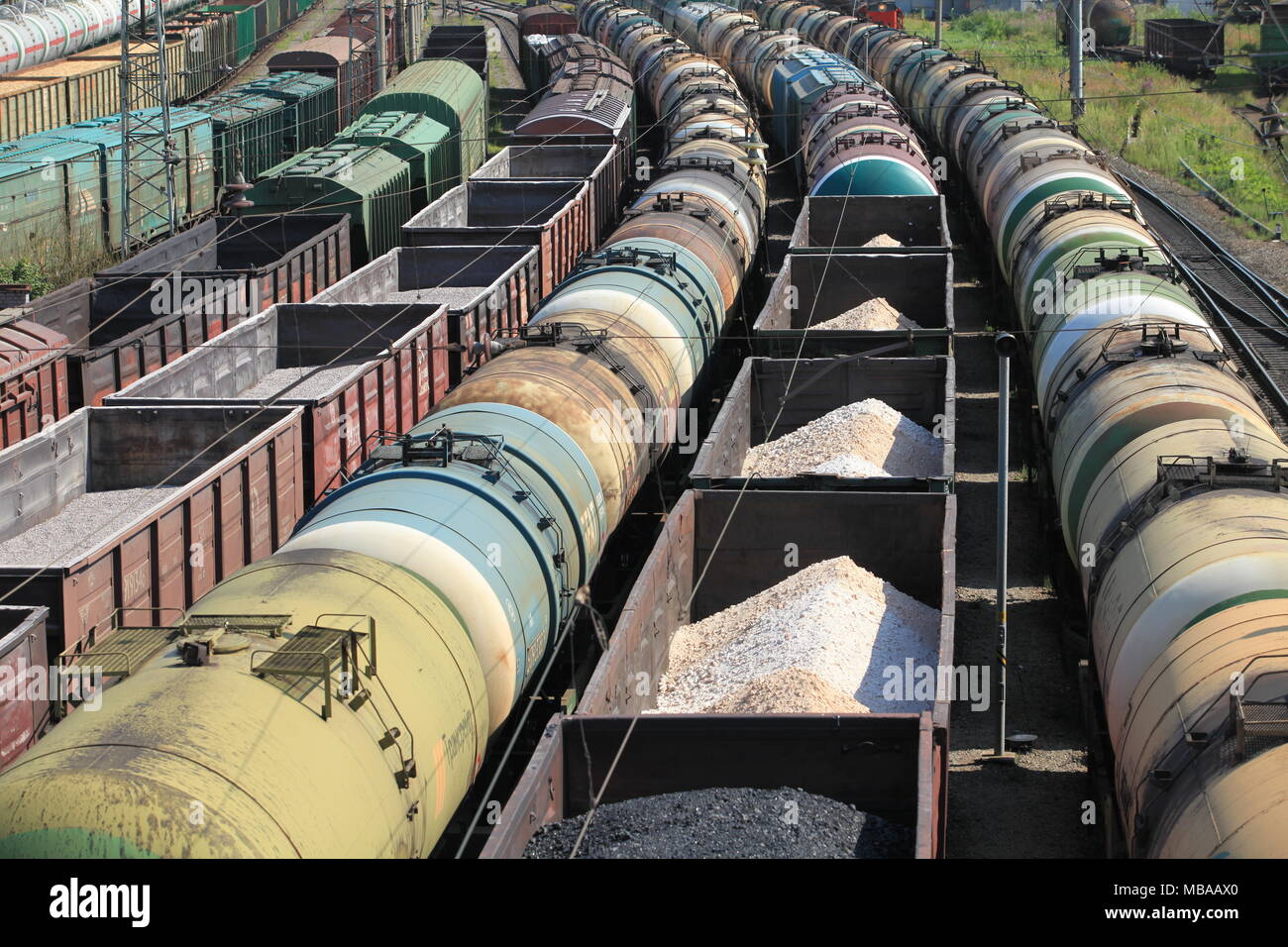 train yard full of freight trains Stock Photo - Alamy