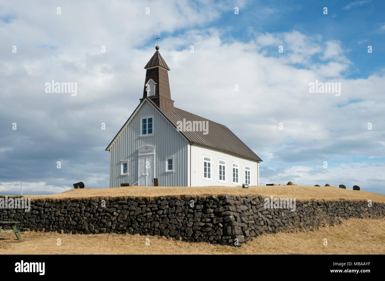 Selvogur, Iceland. The remote and isolated village church of ...