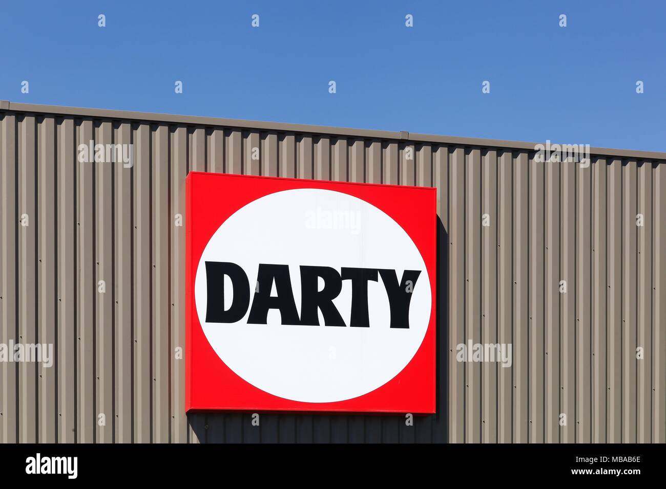 Villefranche, France - June 18, 2017: Darty logo on a wall. Darty ...