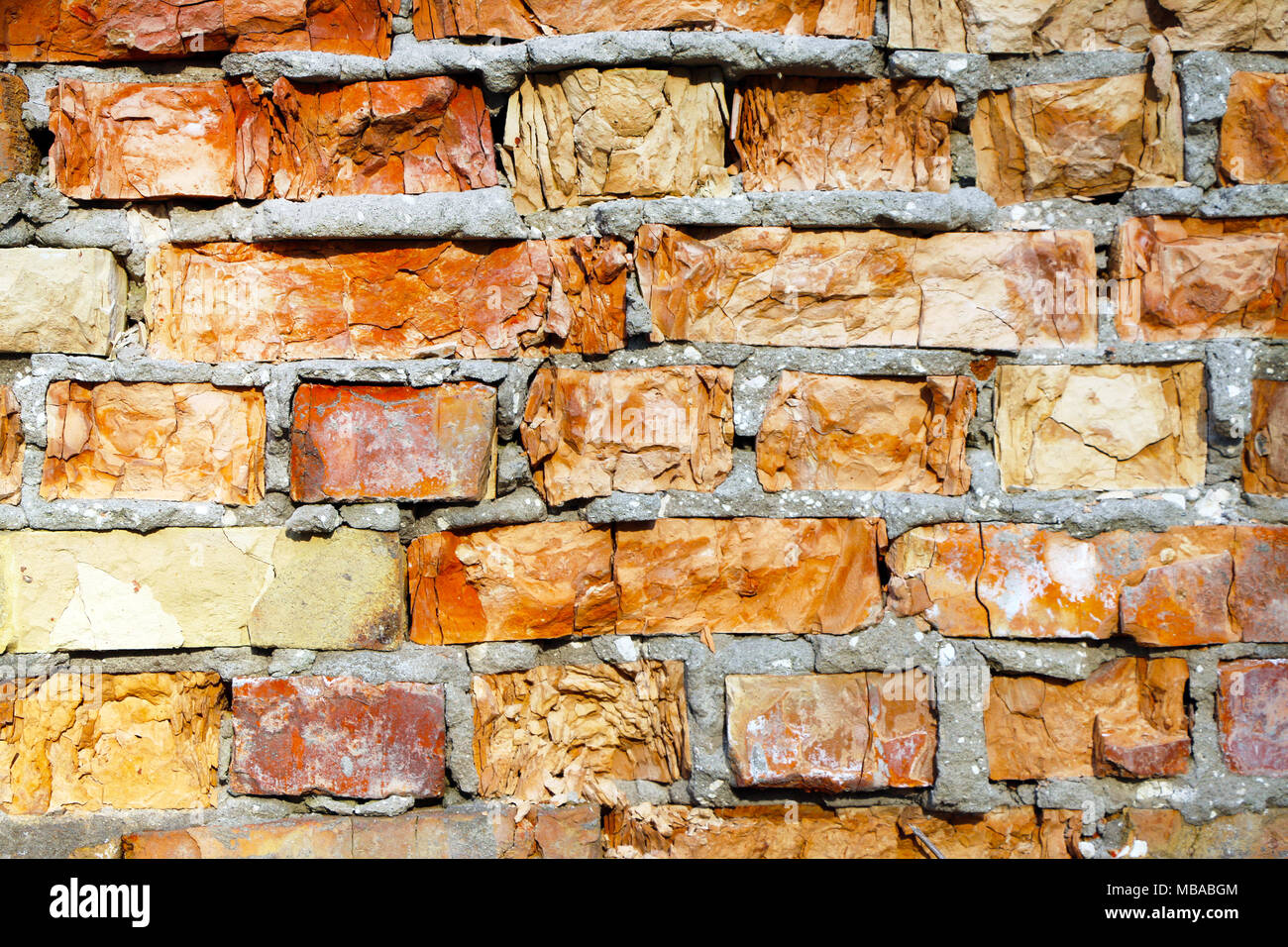 old destroyed brick wall background Stock Photo - Alamy