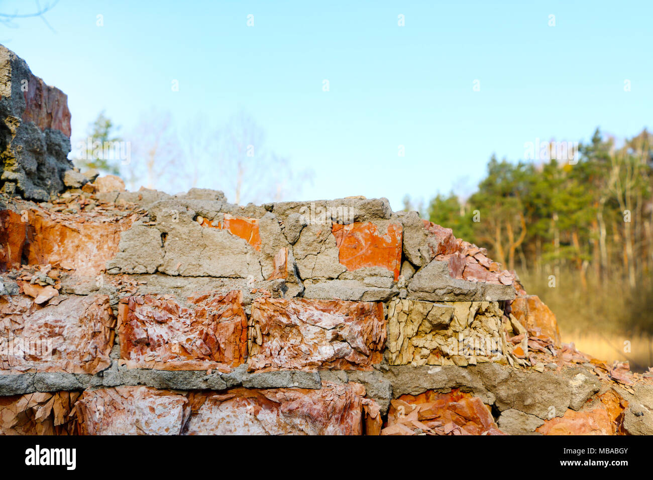 old destroyed brick wall Stock Photo - Alamy