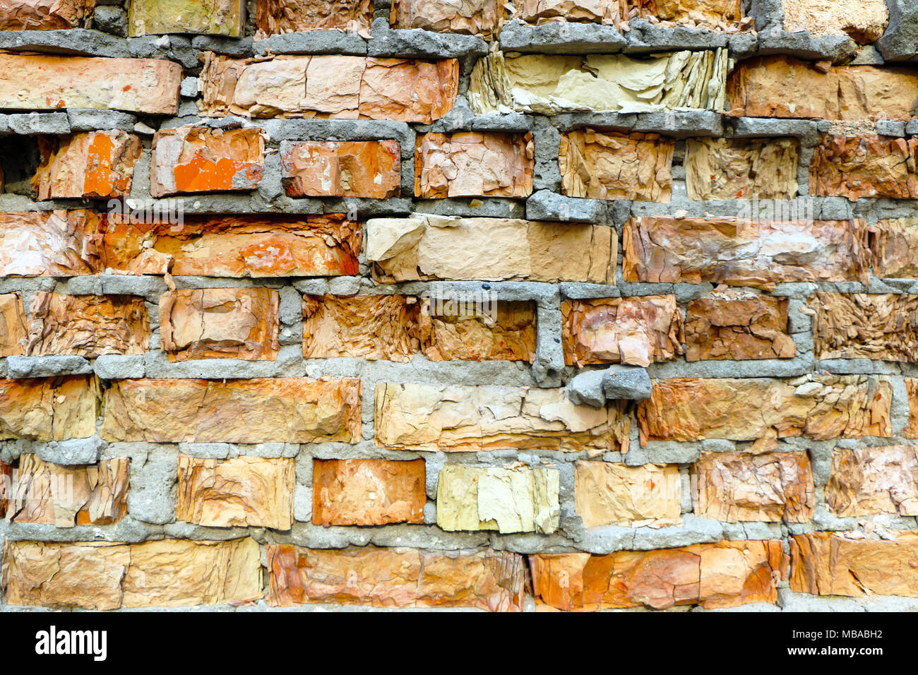 old destroyed red brick wall Stock Photo - Alamy