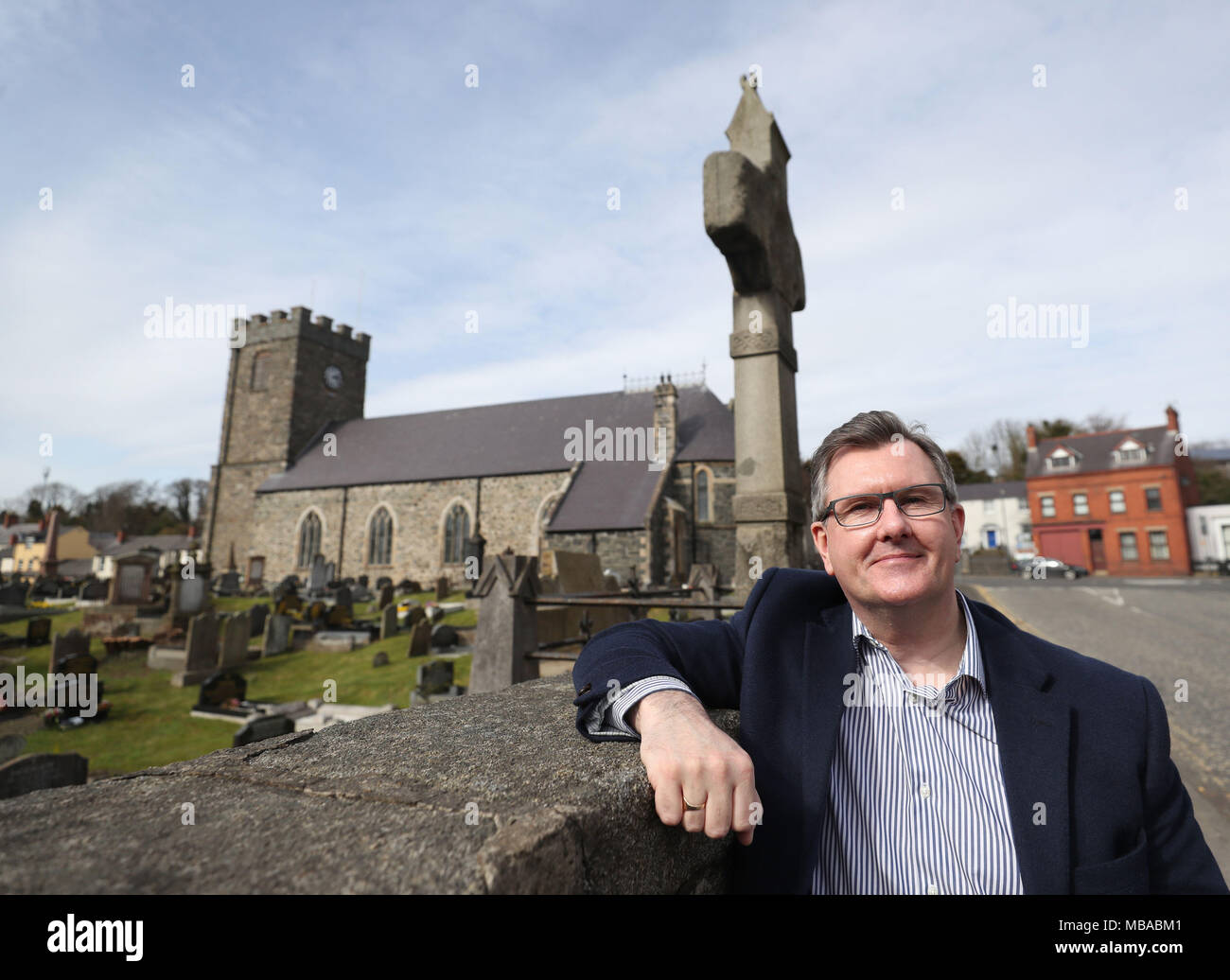 Lagan valley dup mp sir jeffrey donaldson outside dromore cathedral hi ...