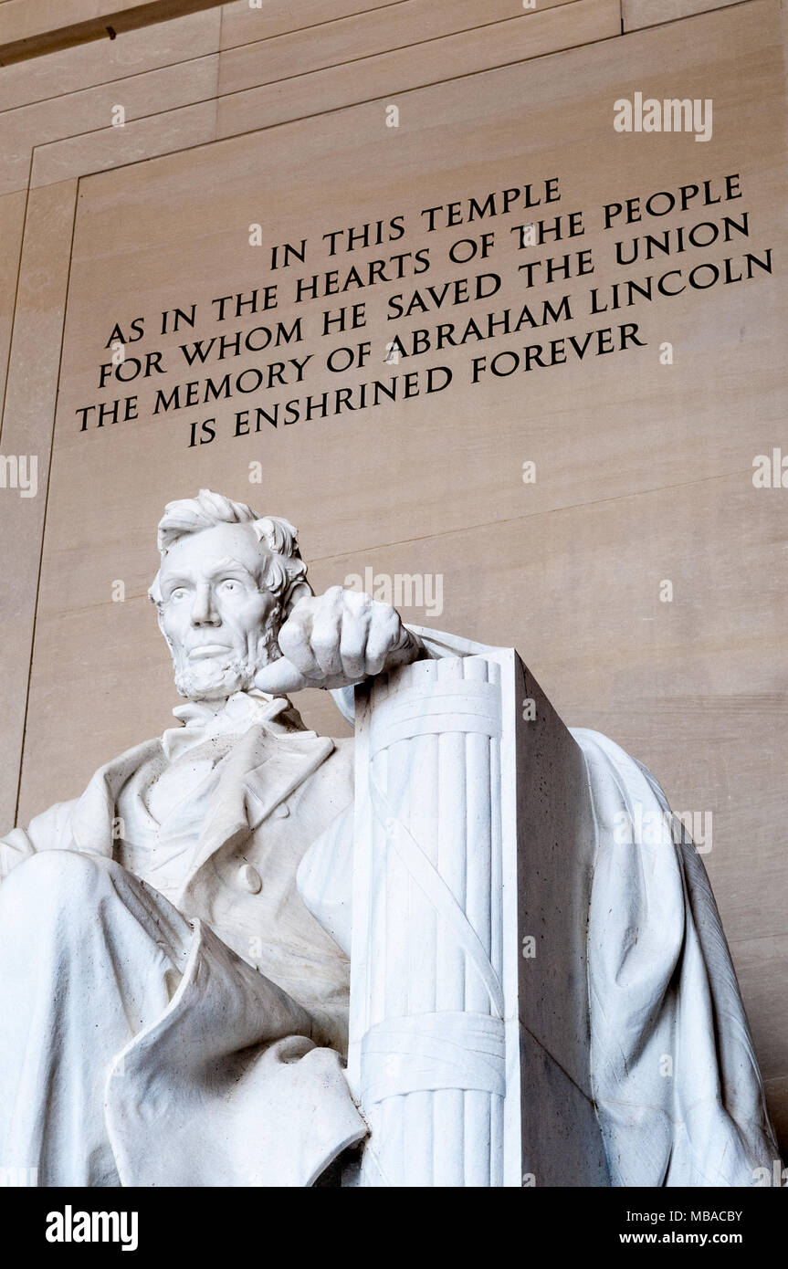 Inscription lincoln memorial hi-res stock photography and images - Alamy