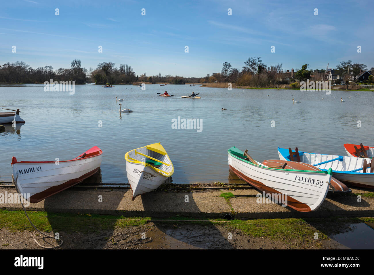 Thorpeness Meare Suffolk, view of the lake in the centre of Thorpeness ...