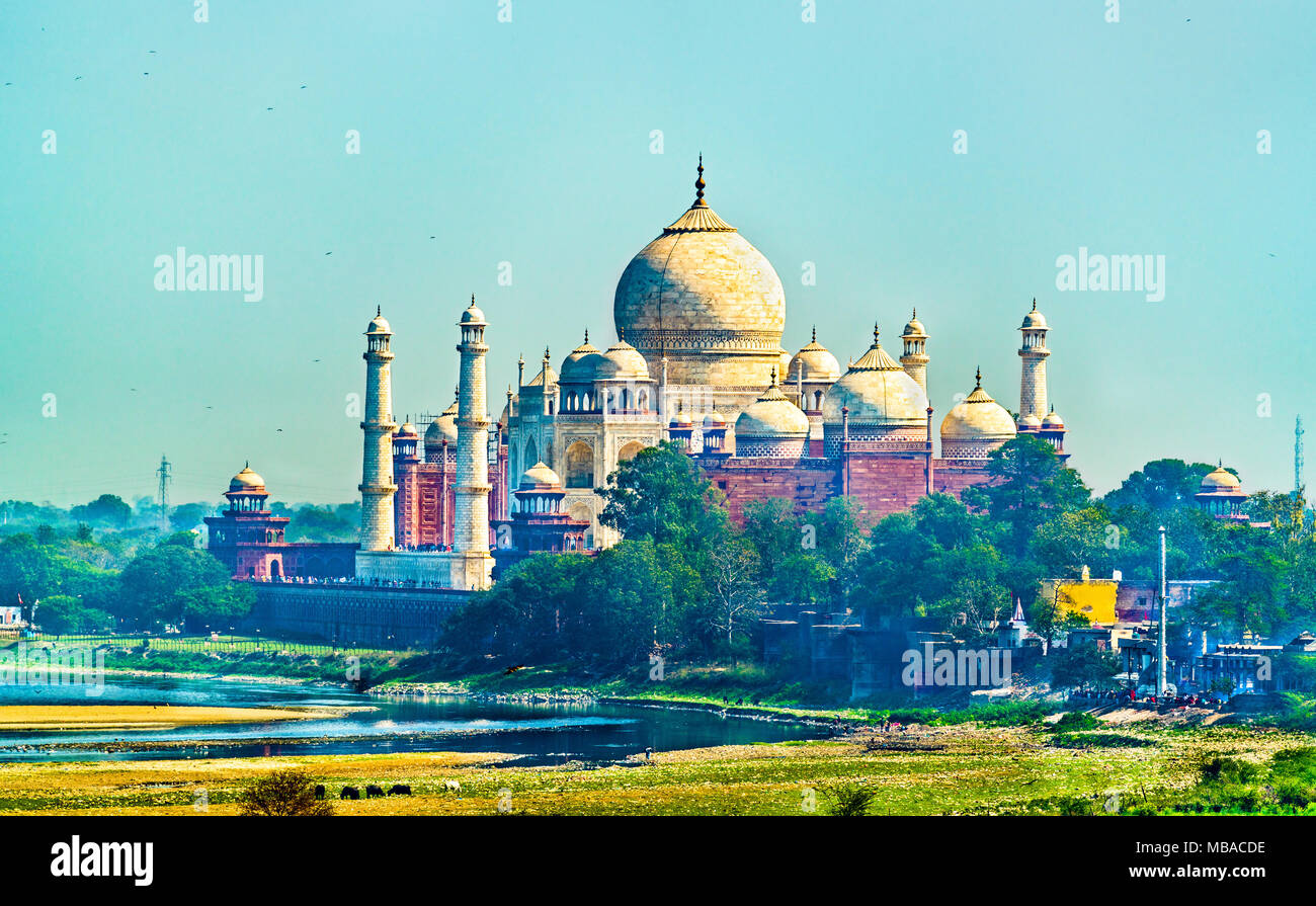 View of the taj mahal from the agra fort hi-res stock photography and ...