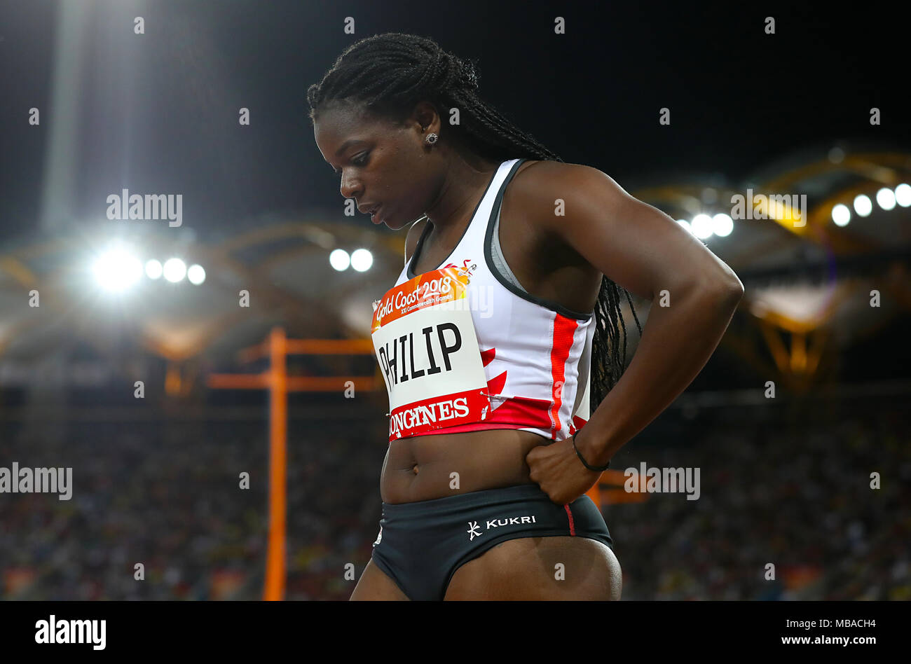 England's Asha Philip reacts after finishing fourth in the Women's 100m ...