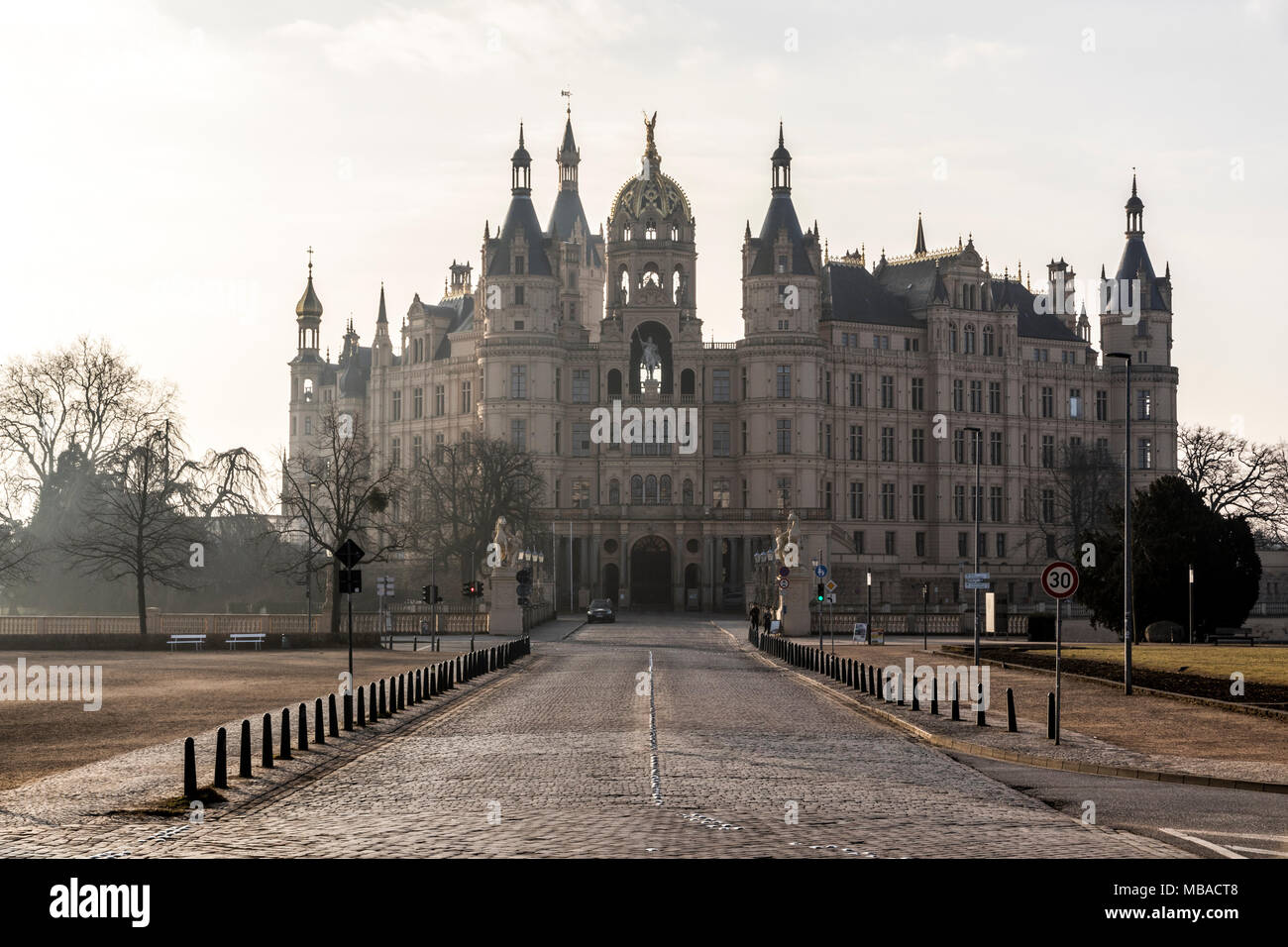 Dawn at Schwerin Castle Palace (Schweriner Schloss). A World Heritage ...