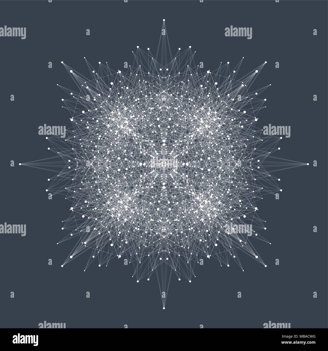 Fractal element with connected lines and dots. Big data complex ...
