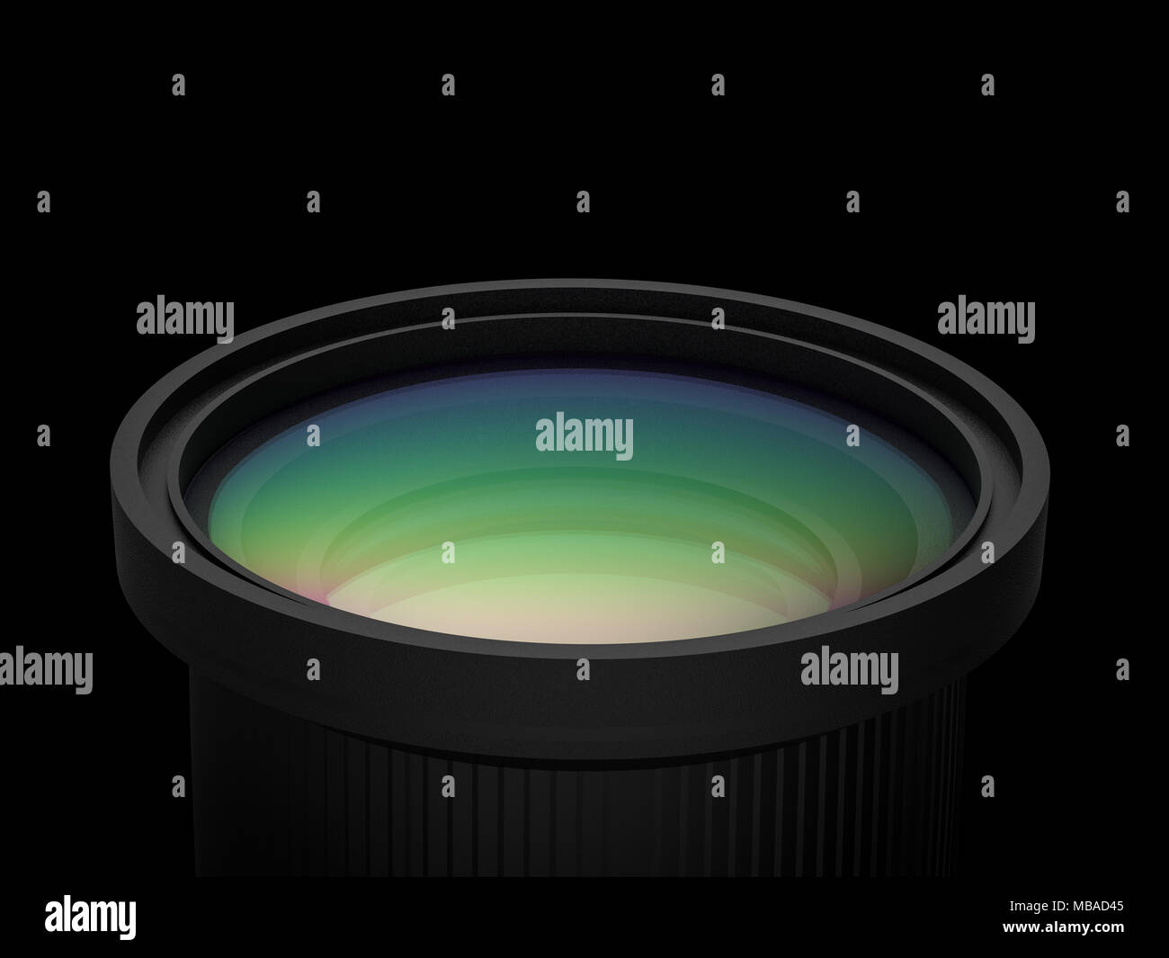 3d rendering black camera lens on black background Stock Photo - Alamy